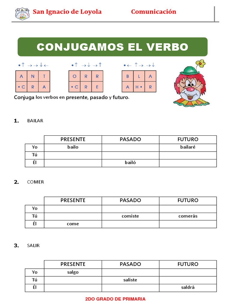 Hoja De Trabajo De Verbos De Segundo Grado No Prep Spanish Verbs