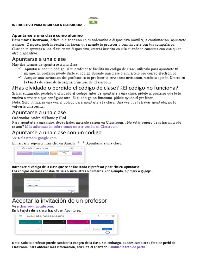 Instructivo para Ingresar A Classroom | PDF
