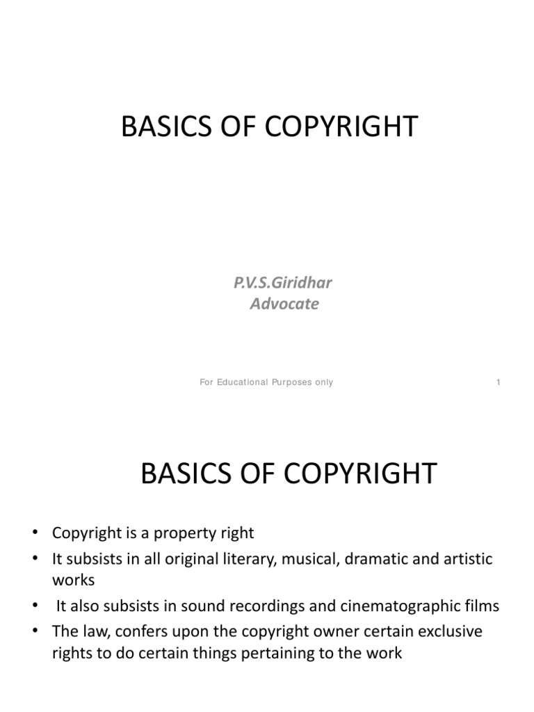 Basics of Copyrights PDF | PDF | Idea | Copyright