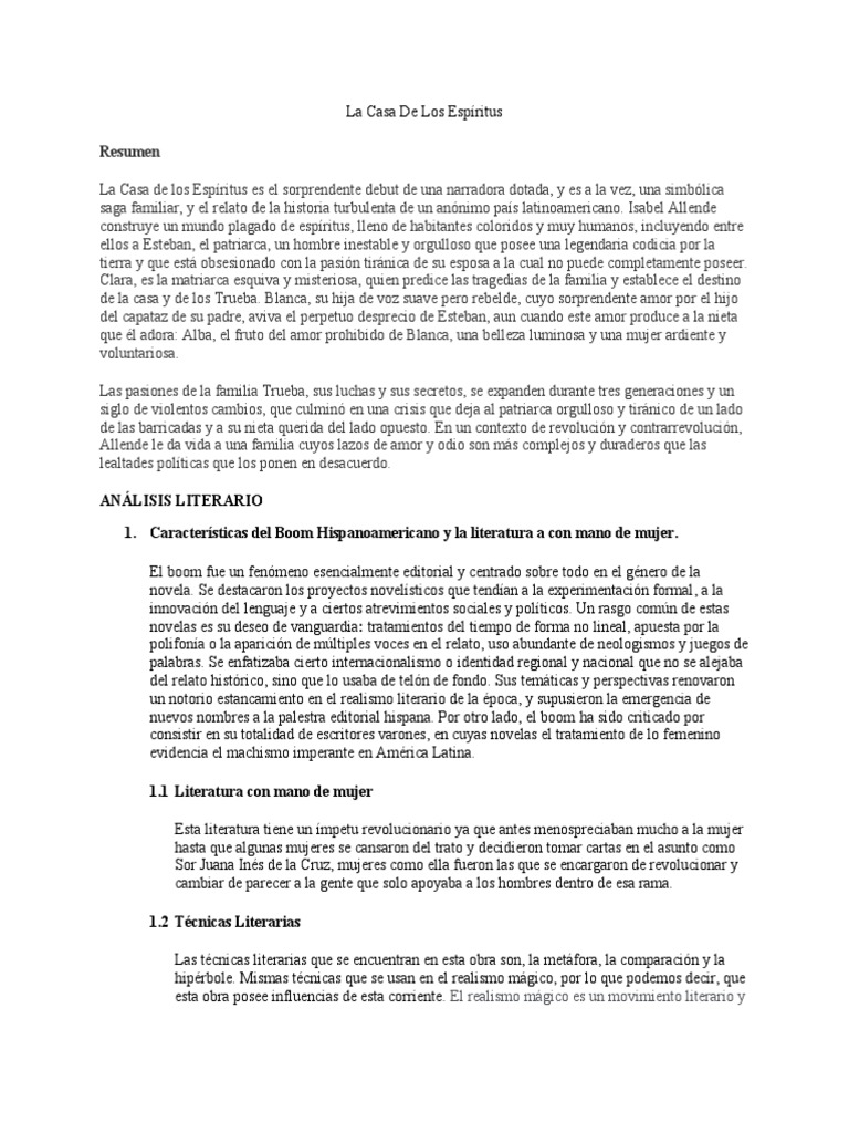 La Casa De Los Espíritus | PDF