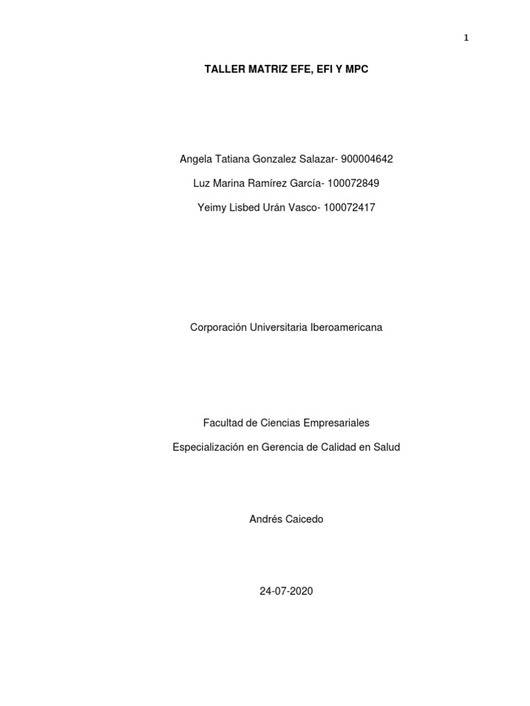 Matriz Efe-Efi-Mpc | PDF | Pequeñas y medianas empresas | Marketing