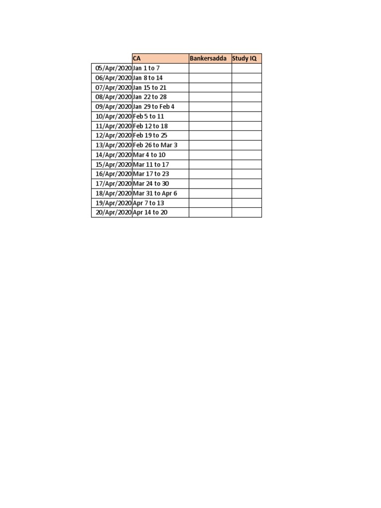 CA Time - Table | PDF