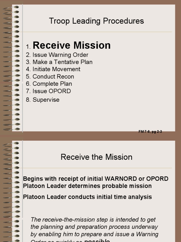 Receive Mission: Troop Leading Procedures | PDF | Reconnaissance ...