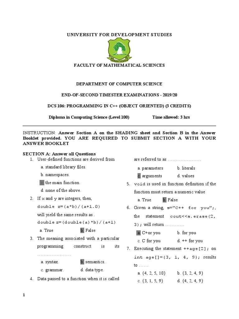 Dcs 106 Resit | PDF | C++ | Subroutine