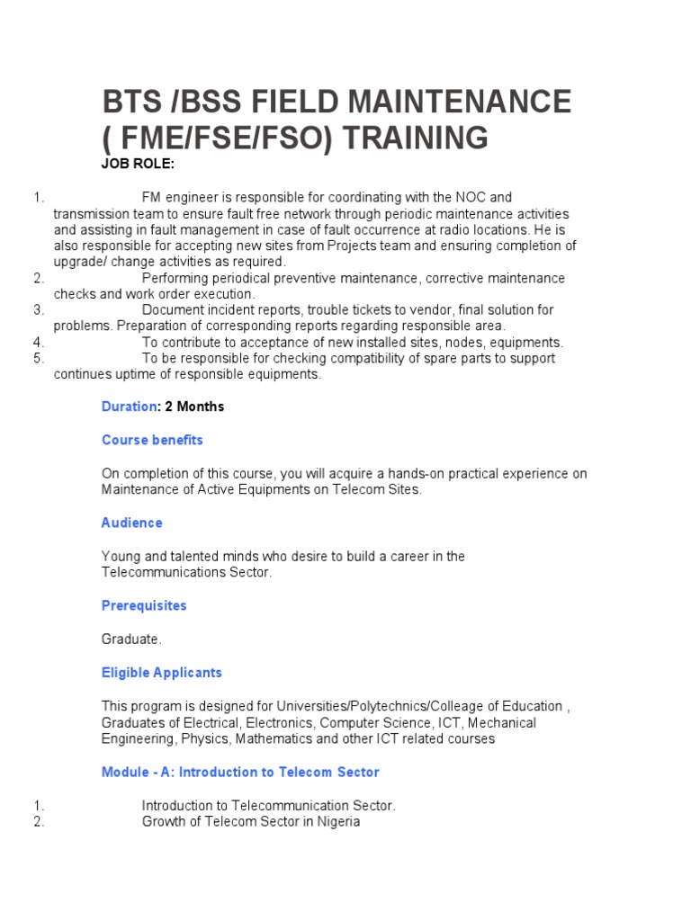 BTS-BSS Field Maintenance | PDF | Telecommunication | 4 G