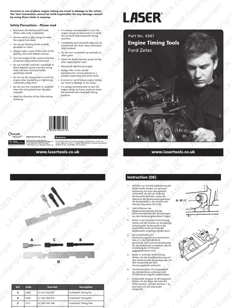 Engine Timing Tools: Ford Zetec | PDF | Propulsion | Internal ...