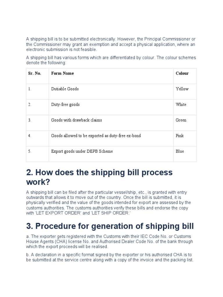 A Shipping Bill Is To Be Submitted Electronically | PDF | Customs | Exports