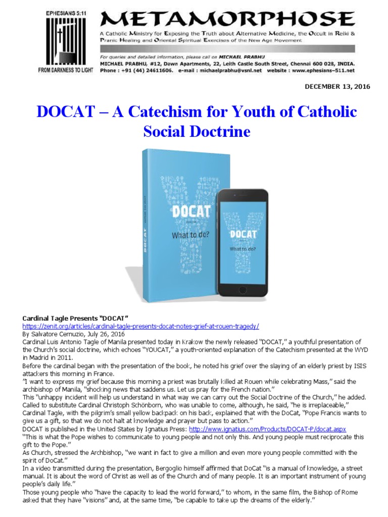 Docat-A Catechism For Youth of Catholic Social Doctrine | PDF ...