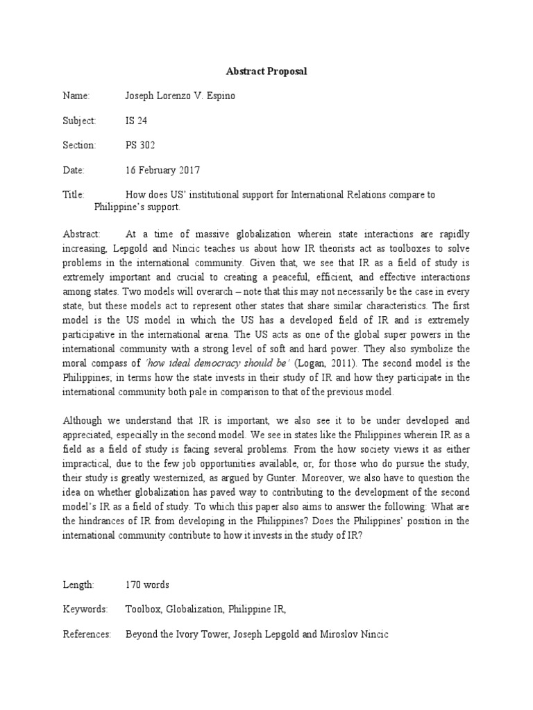 Joseph Lorenzo Espino - IS24 - Sec2 - Extended - Abstract - Proposal ...