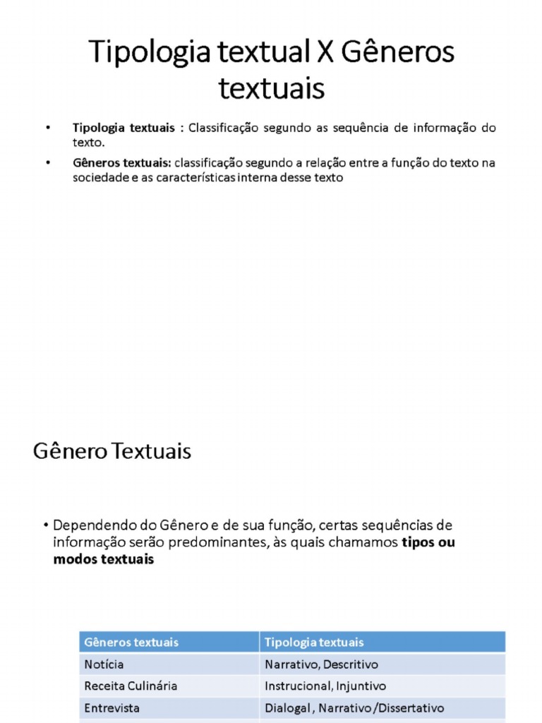 Tipos Textuais e Gêneros Textuais | PDF