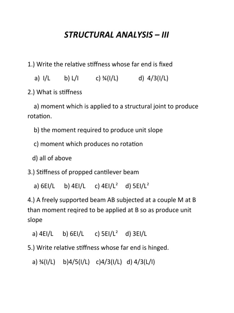 Structural Analysis - Iii | Download Free PDF | Beam (Structure ...