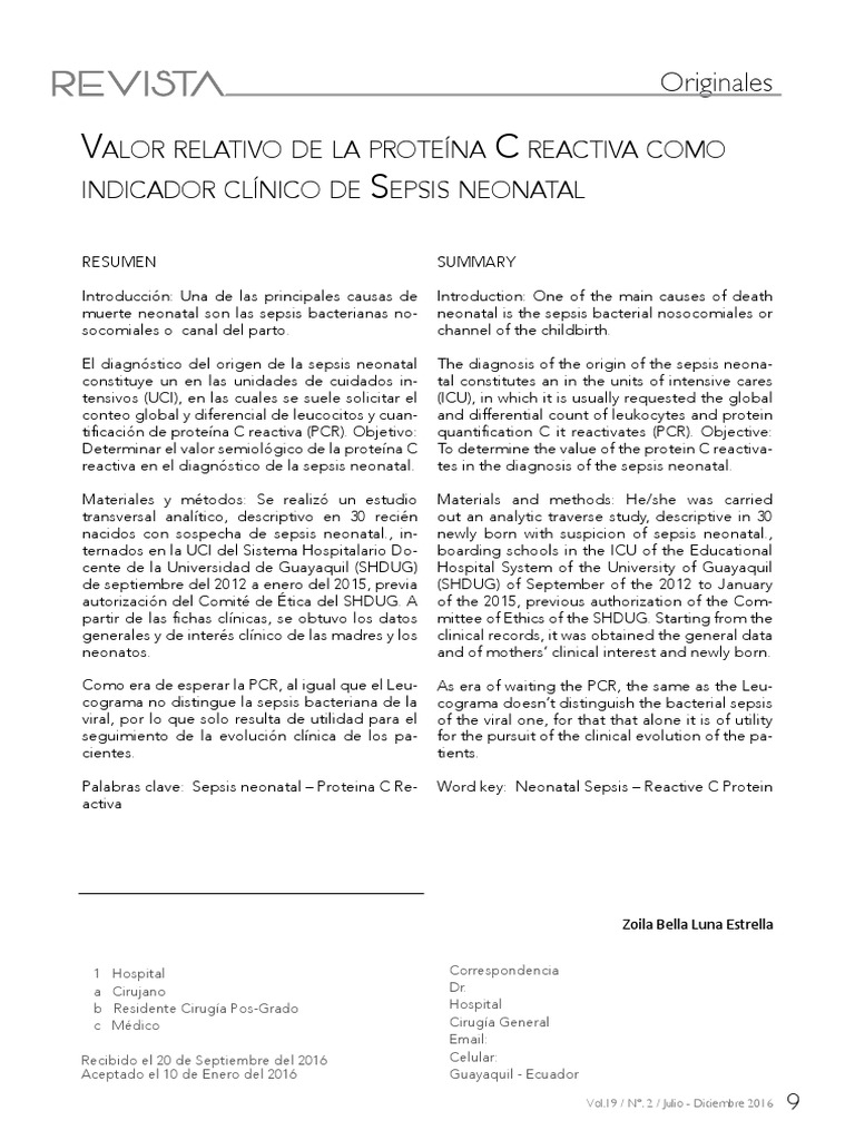 Articulo Sepsis Neonatal | PDF | Proteína C-reactiva | Septicemia
