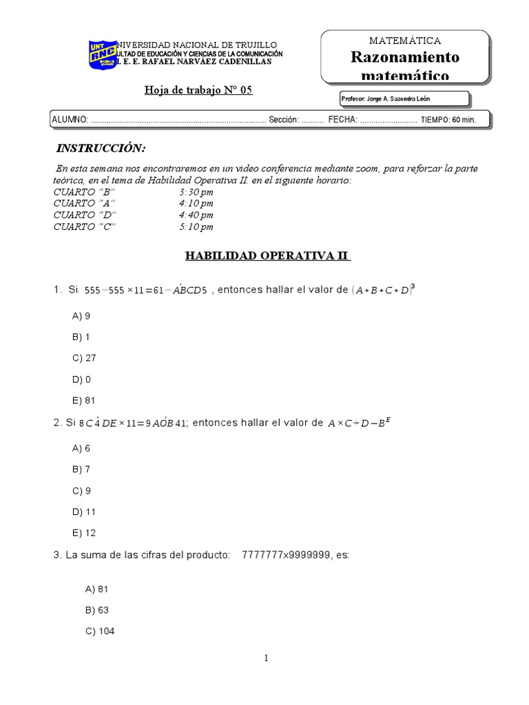 PRACTICA 05 - RAZ. MAT. 4 05mayo | PDF | Ajedrez | Violencia