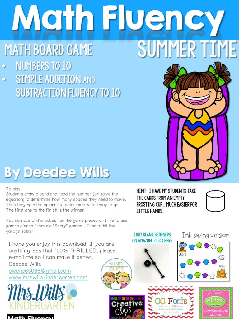 Math Board Game: Summer Time | PDF | Teaching Mathematics | Leisure