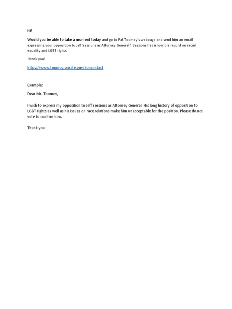 Toomey - Jeff Sessions | PDF | Social Science