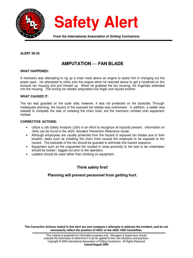 Safety Alert: Amputation Fan Blade | PDF