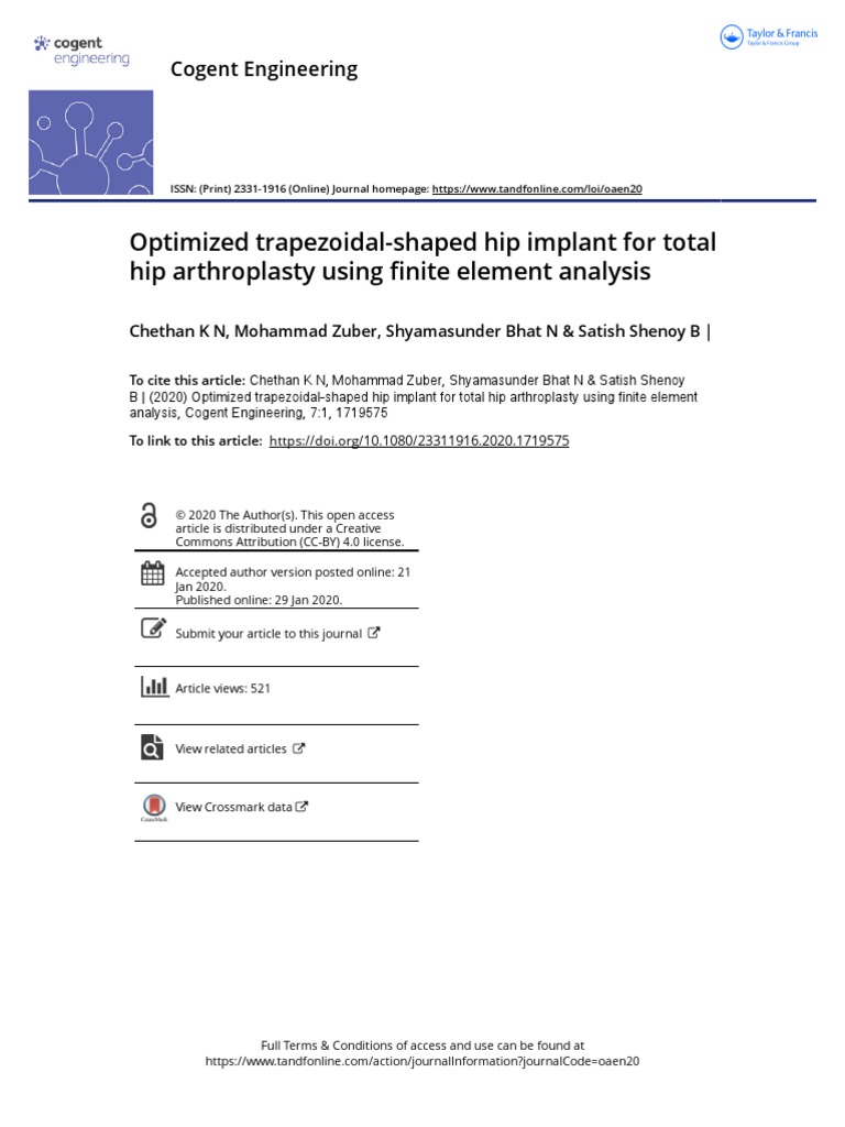 Optimized Trapezoidal Shaped Hip Implant For Total Hip Arthroplasty ...