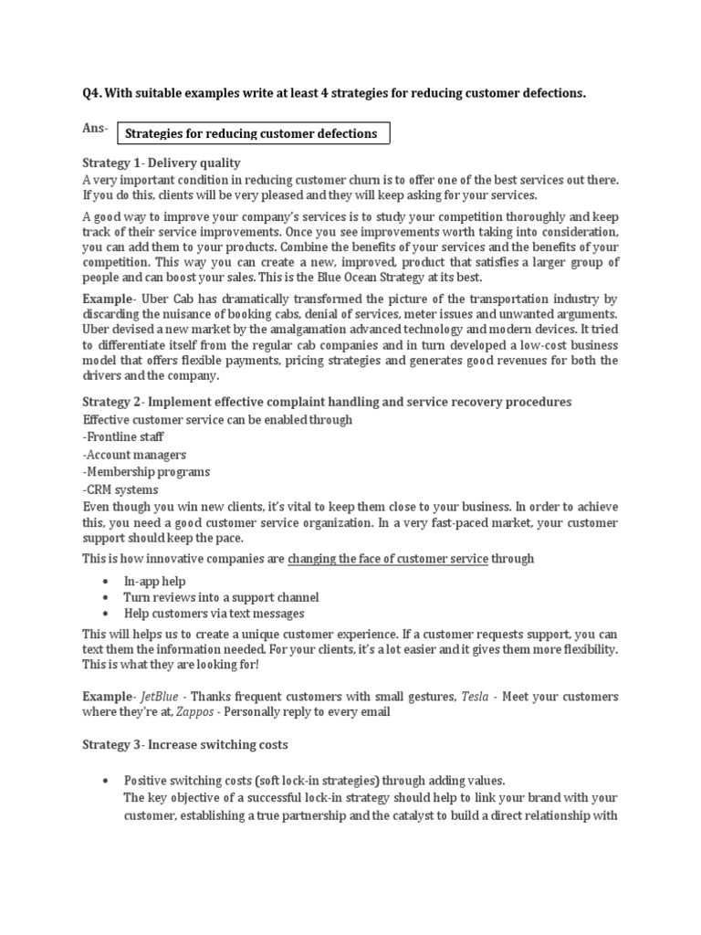 Strategies For Reducing Customers Defection | PDF | Customer Experience ...