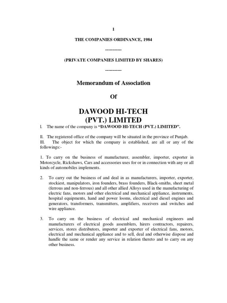 memorandum of association | License | Securities (Finance)