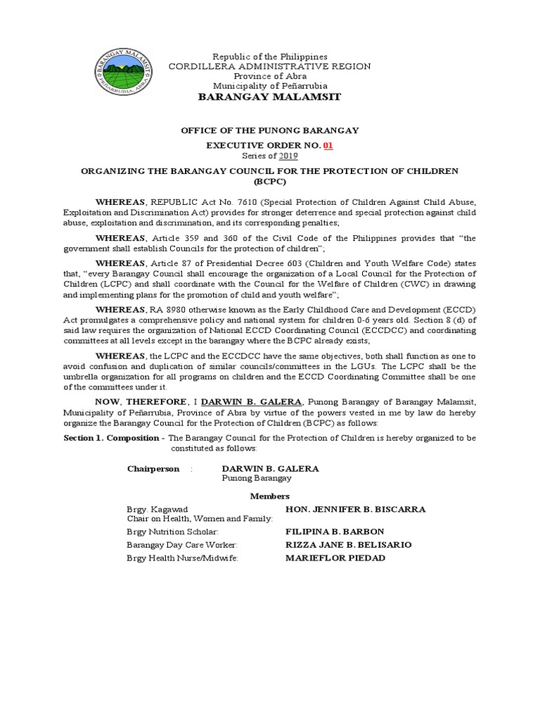 BCPC Eo | PDF | Executive Order | Government