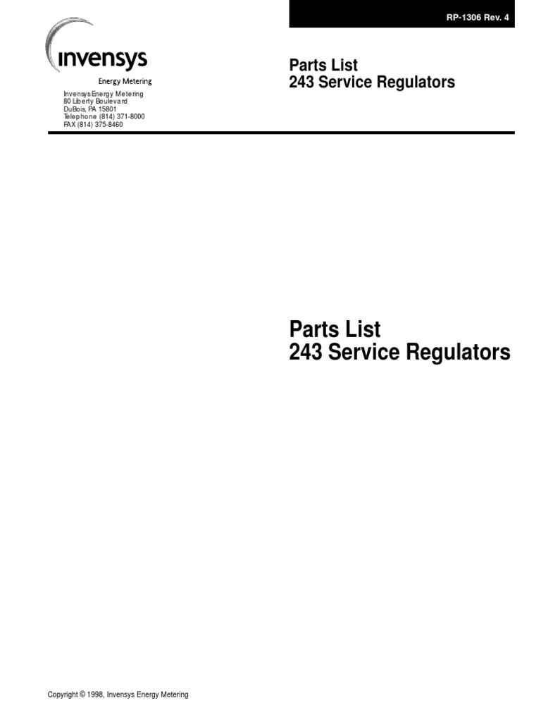 243 - Regulator - Parts ROCKWELD INVENSYS | PDF | Valve | Tap (Valve)