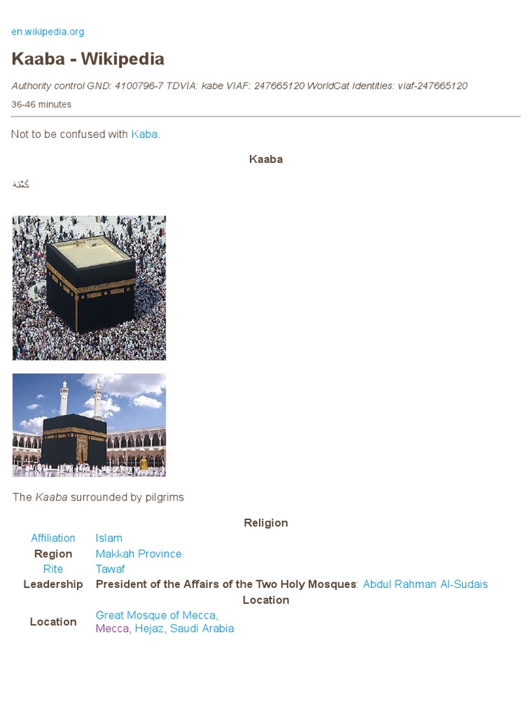 Kaaba - Wikipedia | PDF | Hajj | Mecca