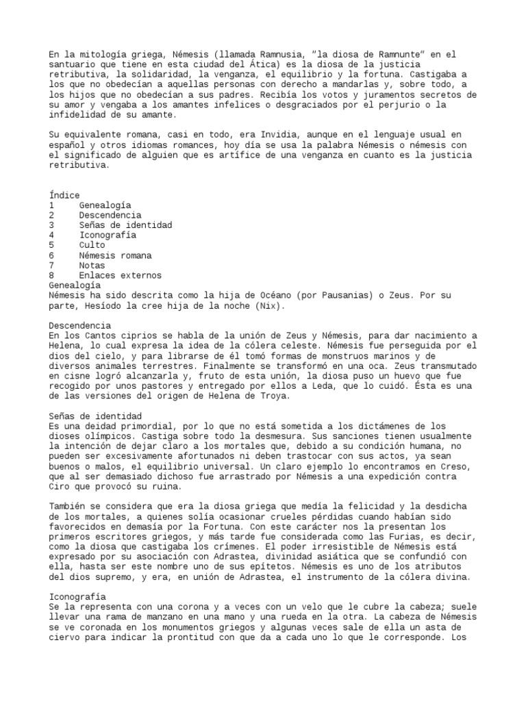Nemesis | PDF | Religión Griega Antigua | Mitología