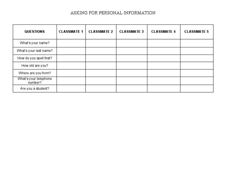 Asking For Personal Information | PDF