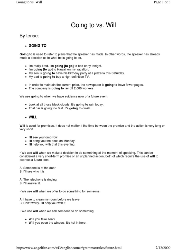 Going To vs. Will PDF | PDF | Semiotics | Knowledge