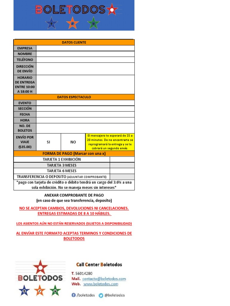 Formulario de Compra de Boletos | PDF