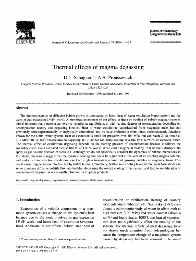 Thermal Effects of Magma Degassing PDF | PDF | Magma | Heat