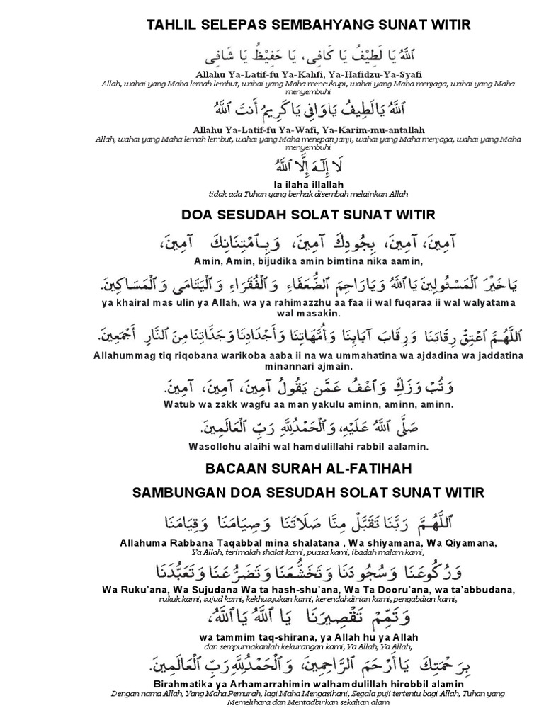 Tahlil Selepas Sembahyang Sunat Witir | PDF