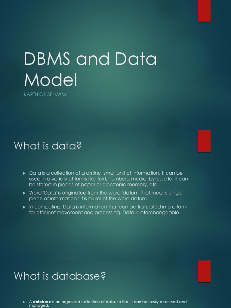 DBMS and Data Model PDF | PDF | Relational Database | Data Model
