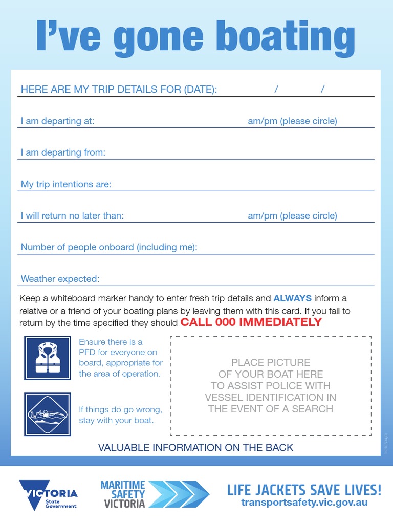 I've Gone Boating: Here Are My Trip Details For (Date) | PDF