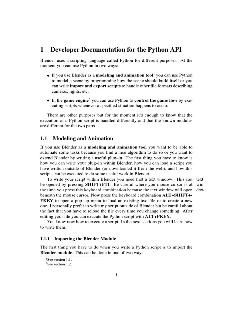 1 Developer Documentation For The Python Api 11 Modeling And Animation Pdf Scripting 