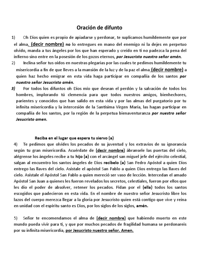 Oración de Difunto | PDF | Purgatorio | Oración