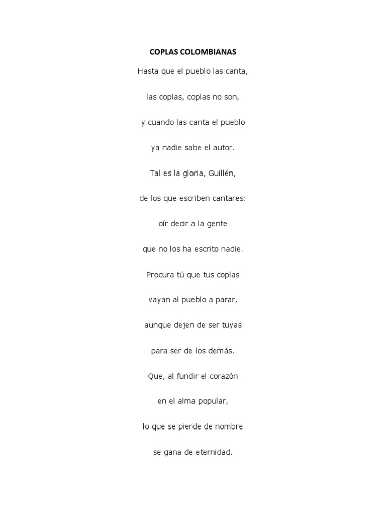 Coplas Colombianas PDF | PDF