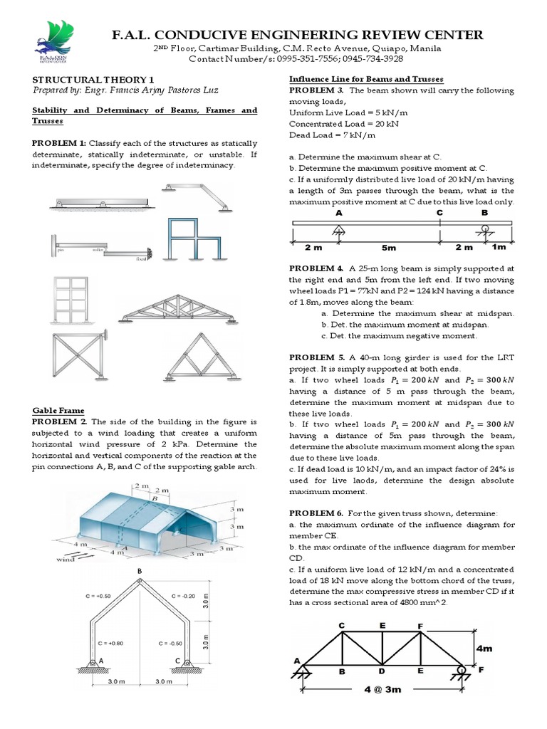 Structural Analysis Problems: Influence Lines, Stability, and Design of ...