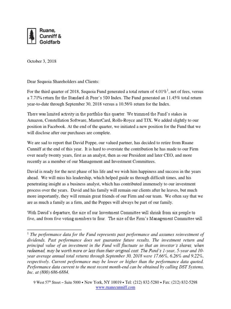 Q3 2018 - Investor Letter | PDF | Stock Market Index | Investing