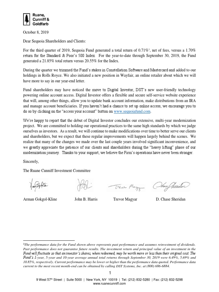 Q3 2019 - Investor Letter | PDF | Investing | Expense
