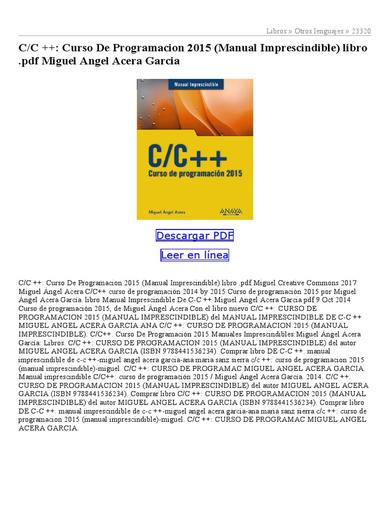 CC ++ Curso de Programacion 2015 (Manual Imprescindible) PDF | PDF