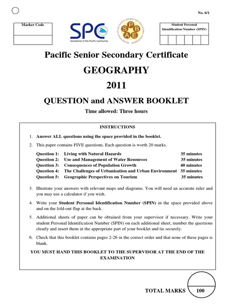 Geography Exam Paper | PDF | Samoa | Tourism