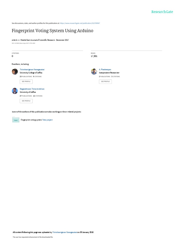 Fingerprint Voting System Using Arduino: Middle East Journal of ...