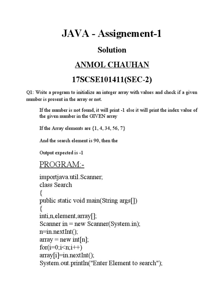 Anmol Java Assignment Pdf Array Data Structure Software Development