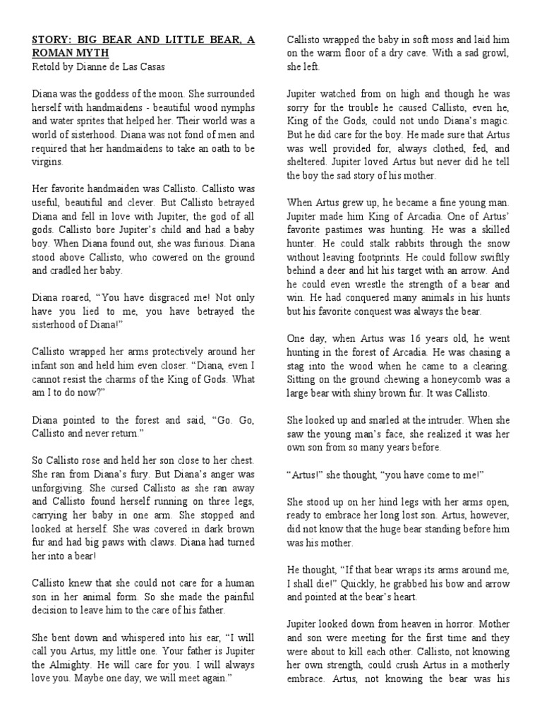 Big Bear and Little Bear Myth Timeline Worksheet | PDF | Bears