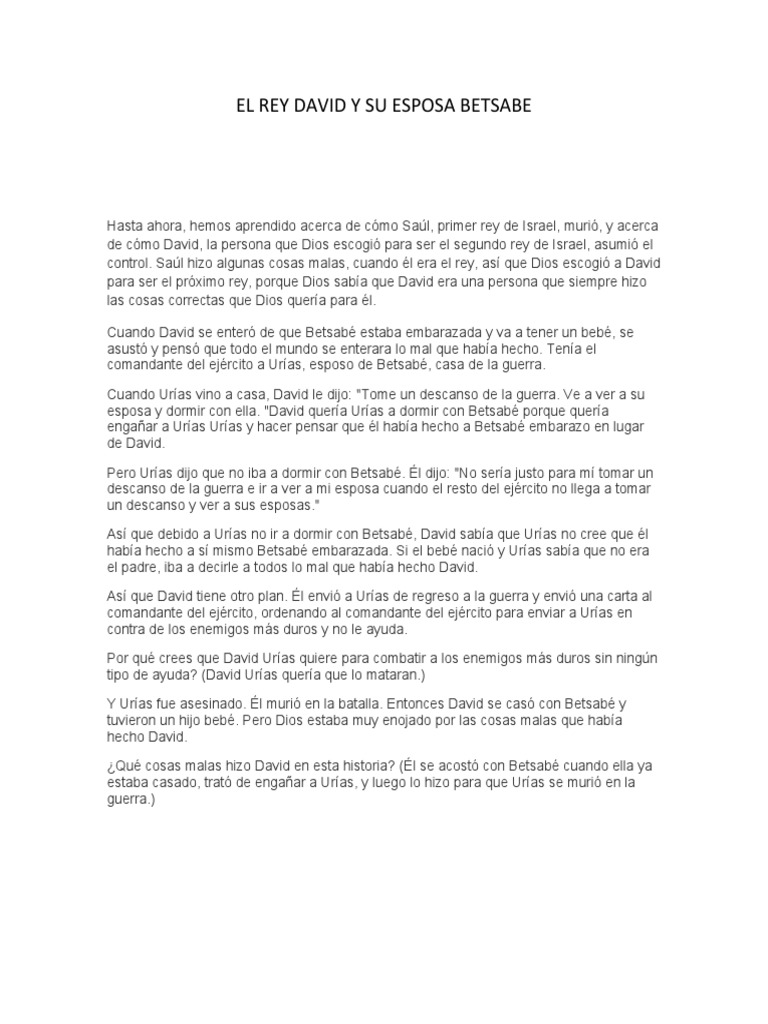 El Rey David y Su Esposa Betsabe | PDF | David