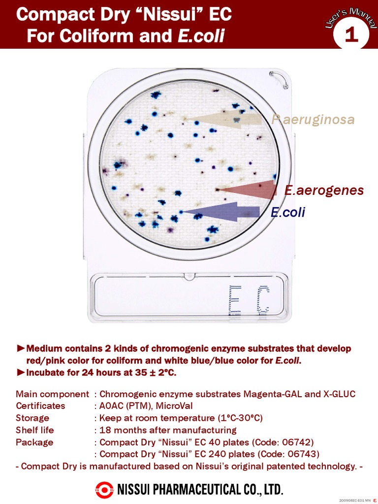 CompactDry EC E | PDF | Escherichia Coli | Chemistry