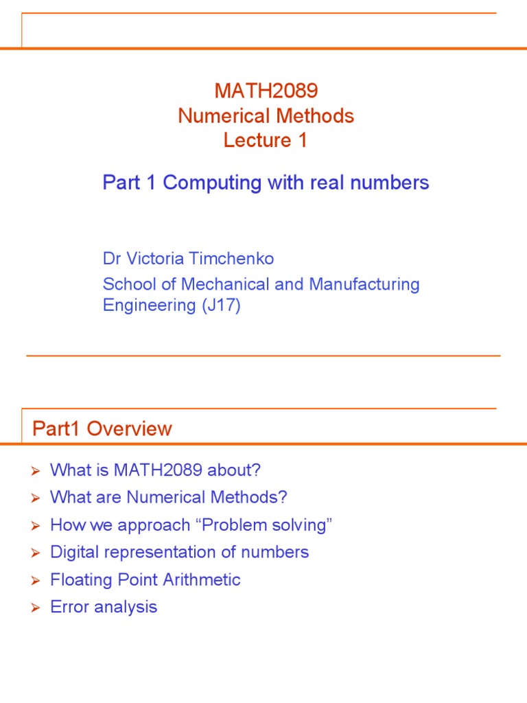 Numerical Methods Lecture 1 PDF | PDF | Numerical Analysis | Equations