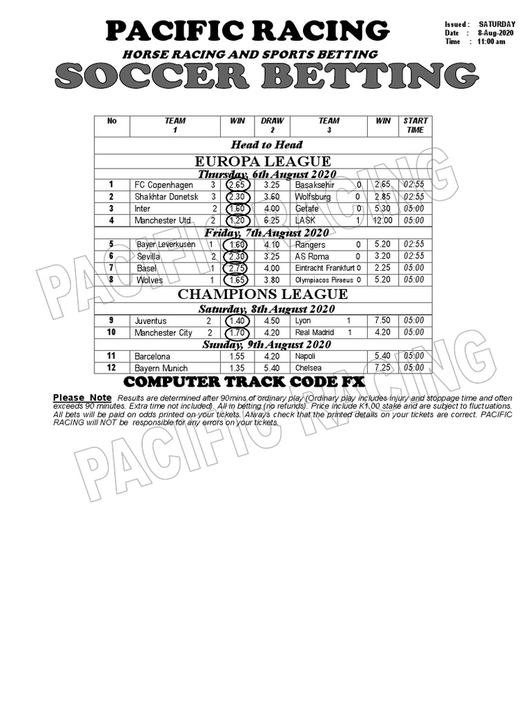 Soccer-Saturday Pacific Racing | PDF | Association Football | Sports Clubs