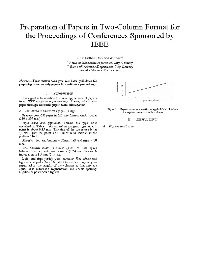 Preparation of Papers in Two-Column Format For The Proceedings of Conferences Sponsored by Ieee ...